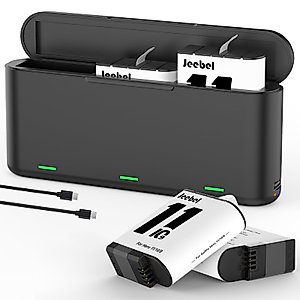 Battery Charger for GoPro HERO12/HERO11/HERO10/HERO9 Support Reverse Charging + 2 Pack Batteries Compatible with Original Gopro Hero 12/11/10/9 Camera