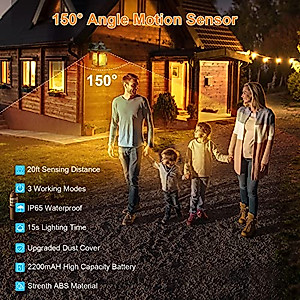 Solar Outdoor Wall Lights 2 Pack, Salangae Motion Sensor Solar Lantern with 3 Modes and IP65 Waterproof, Wireless LED Sconce Lights Dusk to Dawn Exterior Solar Porch Lights, for Outdoor Patio Yard