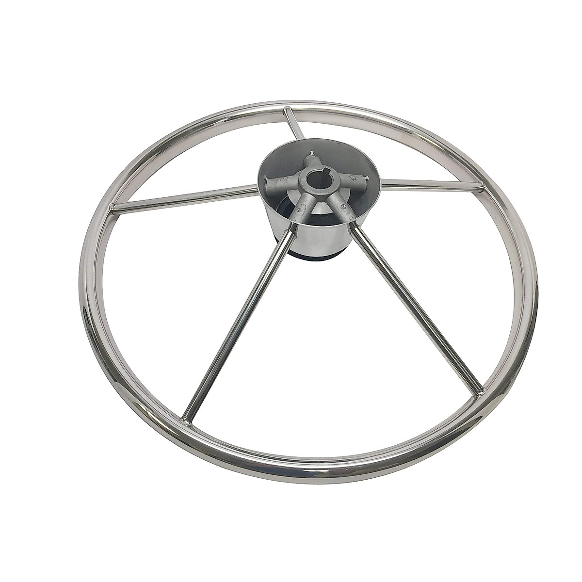 Pactrade Marine 13 1/2" Destroyer SS304 Steering Wheel 5 Spoke Plastic Black Cap