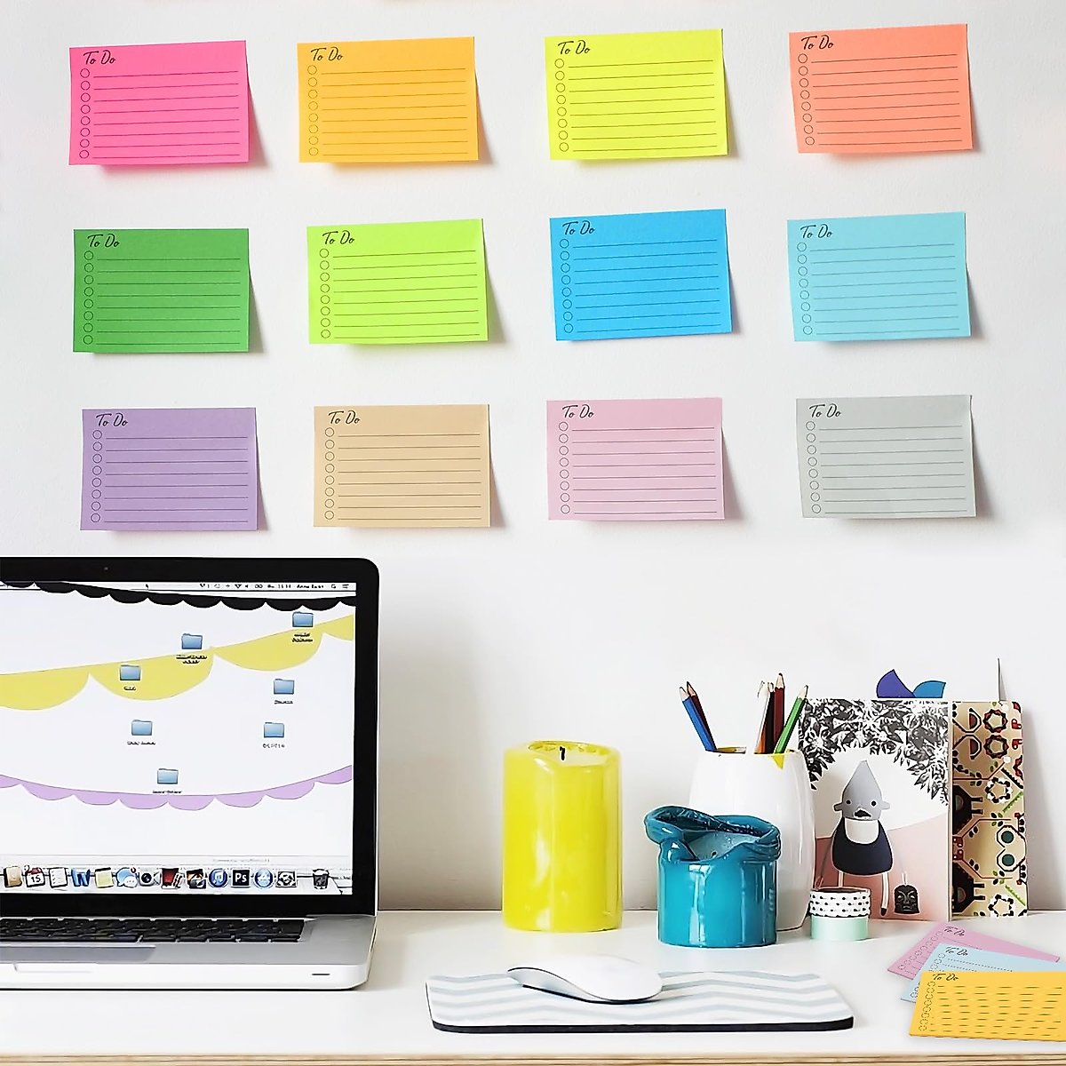 (12 Pack) to Do List Sticky Notes, 3x4 in Post, 504 Sheets to Do lined Sticky Notes, 12 Colors to Do List Notepad, to Do List Planner, Daily to Do List Notepad, to Do Notepad, Todo List Notepad