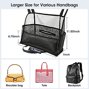Car Handbag Holder with Extra Large Capacity, Viopic Newest 4 in 1 Car Net Pocket Handbag Holder, Strong Bearing Capacity over 20Kg, Sturdy Car Mesh Organizer for Phone, Documents, Barrier of Pet Kids