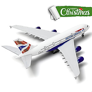 QIYUMOKE A380 British 1/300 Die-cast Metal Airplane Model -A380 Sky Jumbo a380 Model Plane with Stand (7.5 inches Long) for Aviation Enthusiast Gift or Display Decorations
