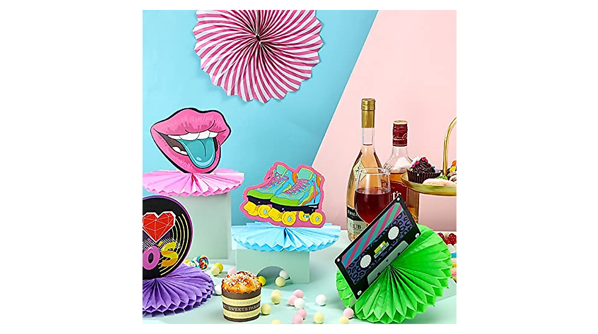 90s Theme Party Decorations - Retro Honeycomb Centerpieces | Gersoniel