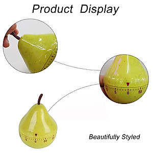 Kitchen Timer Pear Shaped Mechanical Rotating Alarm 60 Minutes Countdown Timer for Baking Studying Cooking Napping