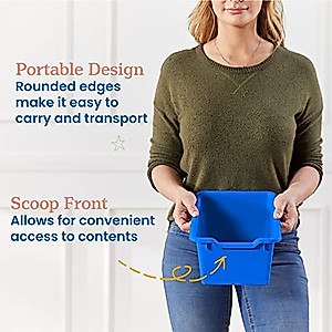 ECR4Kids Scoop Front Storage Bin, Multipurpose Organization, Blue, 5-Piece