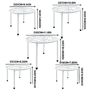 HAINARverS Metal Plant Stands 5-Pack, Heavy Duty Rustproof Iron Corner Flower Pot Stand Holder,Round Supports Display Rack Tiered Plant Stand Shelf For Indoor And Outdoor Multiple (White)