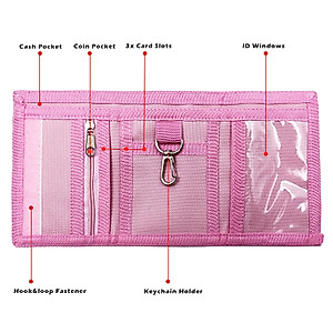 AI-DEE RFID Trifold Canvas Outdoor Cartoon Wallet for Kids/Slim Front Pocket Wallet with Zipper (Mermaid)