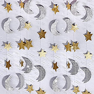 Gold Silver Twinkle Twinkle Little Star Birthday /Baby Shower Decorations Moon and Star Garland Decorations Outer Space Birthday Party Decorations Honey Moon Wedding Engagement