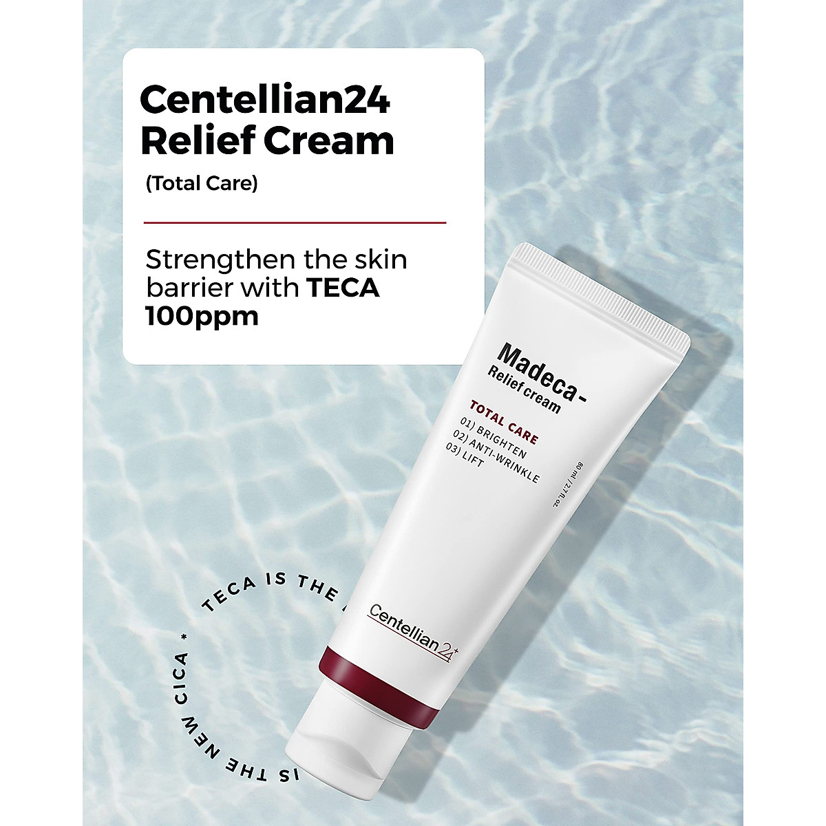 CENTELLIAN 24 Relief Cream (2.7fl oz) - Moisturizer for All Skin Types. Korean Skin Care for Barrier Repair and Enhanced Elasticity. TECA, Asiatica (Cica).