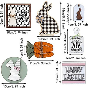 Easter Tiered Tray Decor, Table Sign Decorations for Spring,Easter Tabletop Farmhouse Rustic Signs,Carrot Egg Bunny Decor for Easter Holiday (style-06)