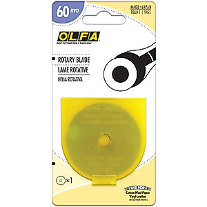 OLFA 60mm Rotary Cutter Replacement Blade, 1 Blade (RB60-1) - Tungsten Steel Circular Rotary Fabric Cutter Blade for Crafts, Sewing, Quilting, Fits Most 60mm Rotary Cutters