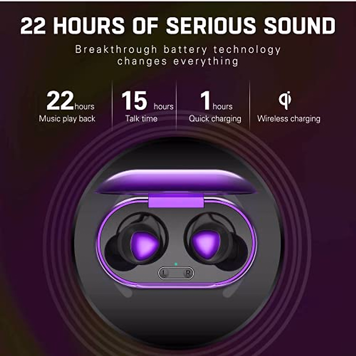 Urbanx Street Buds Plus True Bluetooth Earbud Headphones for Samsung Galaxy Note Pro 12.2 3G - Wireless Earbuds w/Noise Isolation - Purple (US Version with Warranty)