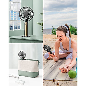 GAIATOP Handheld Fan with USB Rechargeable Personal Fan，3 Speed Adjustable Portable Fan for Travel, Commute, Picnic, Office-Black, Small Makeup Eyelash Fan for Women Girls Gift