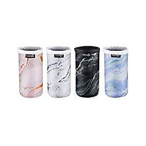 CM Pack of 4 Soft Neoprene Slim Can Cooler Skinny Can Sleeve Insulator Cover for 12 Fluid Oz Beverage, Energy Drink, Beer Slim Cans Skinny Cans