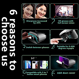 VR Headset, 3D Virtual Reality Headset VR Accessories for Movies and Games VR Glasses for iPhone & Android Phone,Best Virtual Reality Goggles