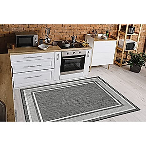 Adiva Rugs Outdoor Indoor Area Rug, Weather Resistant, Easy to Clean, Stain Resistant Floor Mat for Dining Room, Backyard, Deck, Patio (Pebble Weiss, 5'3" x 7')
