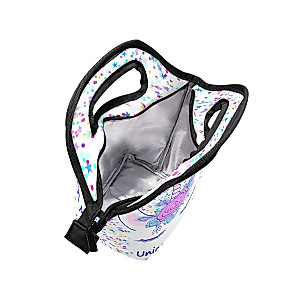 ZOEO Girls Unicorn Lunch box Tote Lunch Bag Head Cream Magic Pink Floral Tiara Insulated Waterproof Cooler Handbags with Zipper for Outdoor Travel Picnic School Office