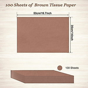 100 Sheets Brown Tissue Paper Artdly 14 x 20 Inches Brown Wrapping Paper Bulk for Weddings Birthday DIY Project Festival Wrapping Crafts Decor