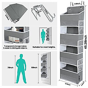Libeder Over Door Organizer,4 Large Pockets Foldable Baby Organizer for Nursery with 6 Mesh Side Pockets, Hanging Organizer Closet Door Organizer Hanging for Pantry, Nursery,Bathroom, Kitchen(Grey)
