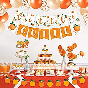 Little Cutie Baby Shower Decorations Orange Birthday Party Supplies Kit, Little Cutie Banner Cake Topper Citrus Cupcake Topper Confetti Balloons for Tangerine Baby Shower Clementine Birthday Party