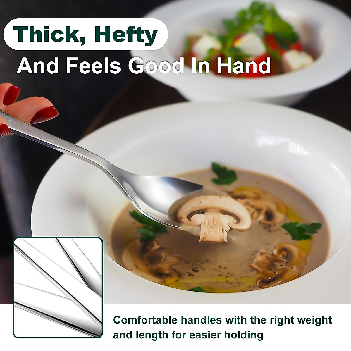 SOLEADER Silverware Set 6 Piece,Stainless Steel Flatware Set,Tableware Cutlery Set, Knives,Spoons and Forks Set,Kitchen Utensils Set with Mirror Polished,Dishwasher Safe