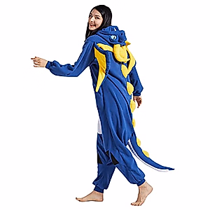 SAMGU Dragon Onesie Adult Halloween Christmas Animal Cosplay Costume One Piece Pajamas for Men Women Medium