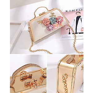 L-COOL Women's Retro Handbag Clutches Purse Bags Flower Vintage Shoulder Bag Evening Handbag (Purple)