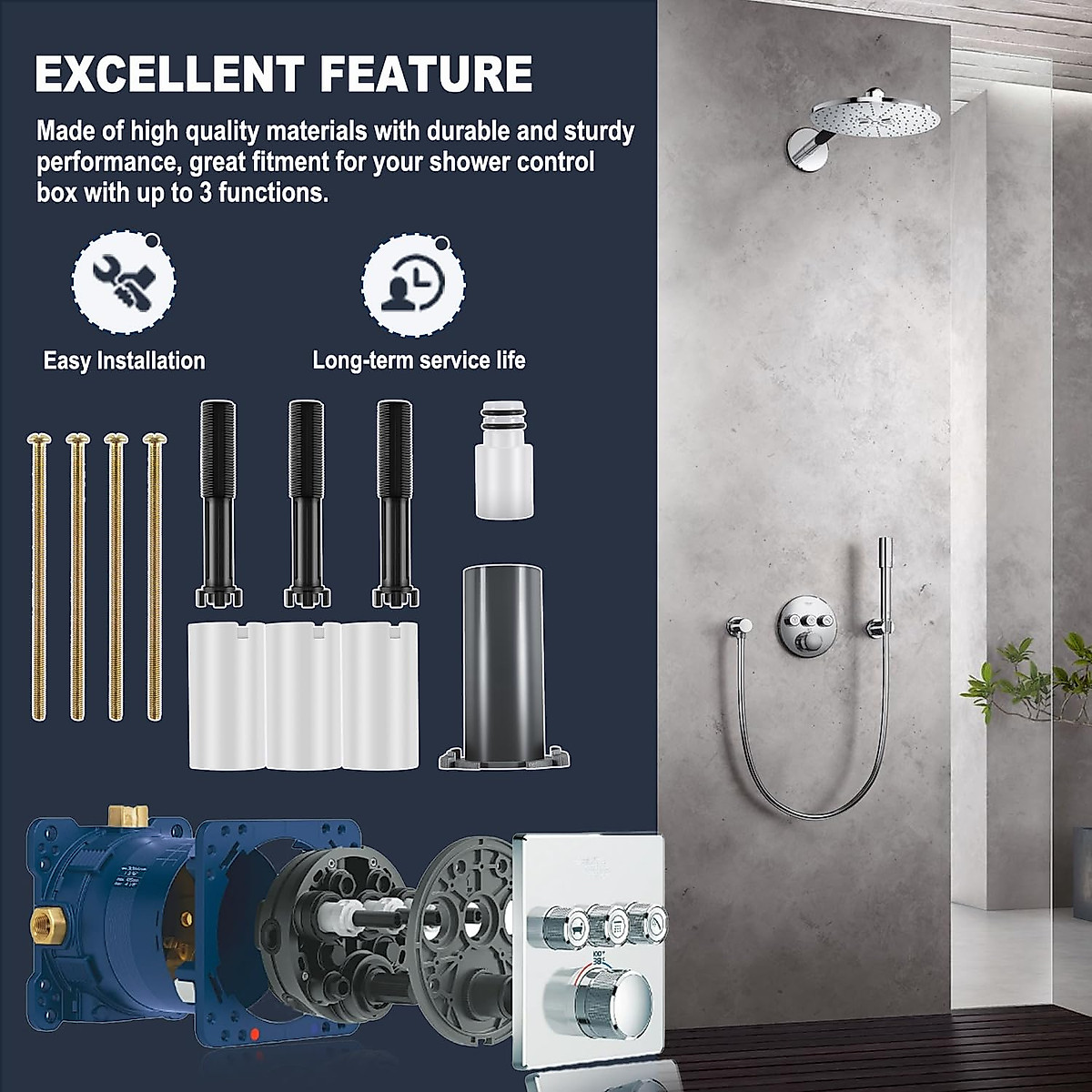 Replacement for Grohe 14048000 Universal Extension Set, Fits for Grohtherm SmartControl Trims with Up to 3-Function, 25MM, 1-pack