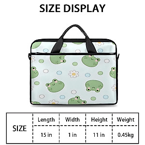 Laptop Bag for Women Men Waterproof Laptop Shoulder Bag 14-15.6 Inch Computer Messenger Bag Carrying Case (Cartoon Frogs)