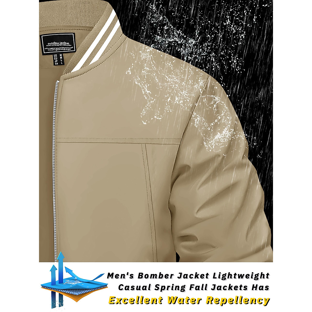 TACVASEN Lightweight Golf Jackets For Men Bomber Coats Jackets Men Windbreaker Jackets Lightweight Golf Jackets Pilot Jacket