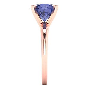 Clara Pucci 2.5 ct Round Cut Solitaire VVS1 Blue Tanzanite Wedding Bridal Designer Anniversary Engagement Ring 14k Rose Gold Size 5.5