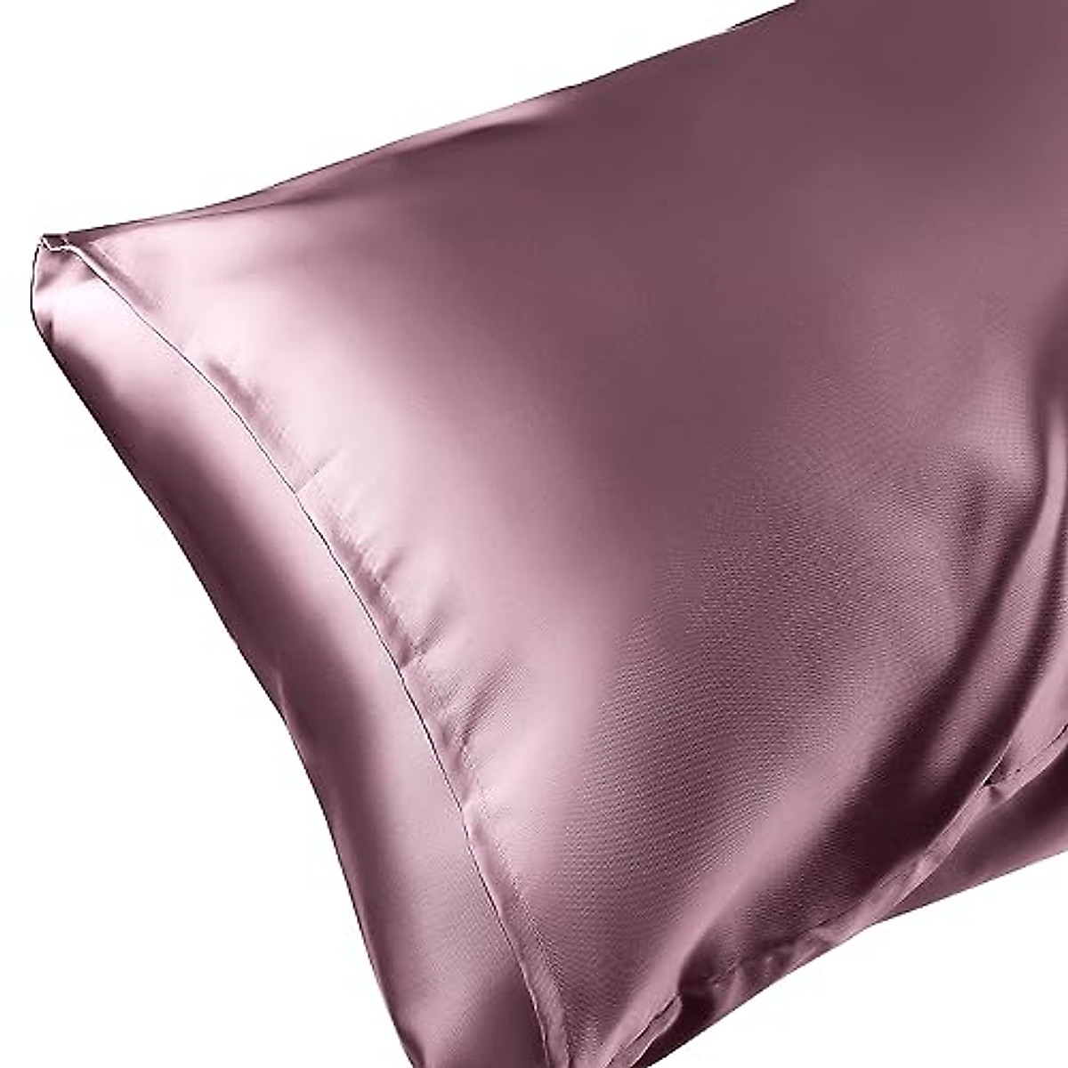 uxcell Satin Pillowcase for Hair and Skin Breathable and Soft Set of 2 with Envelope Closure, Gifts for Women Men Standard (20"x26") Bean Paste Color
