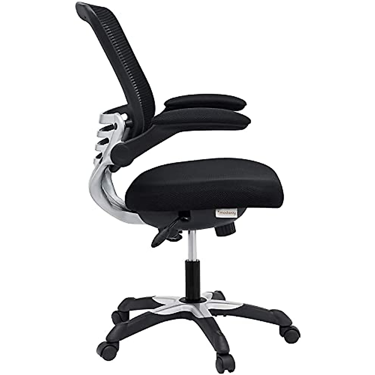 Modway Edge Mesh Back and Mesh Seat Office Chair In Black With Flip-Up Arms in Black