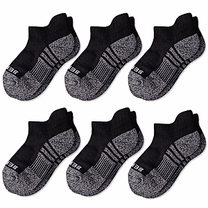 BERING Kids' Athletic Cushioned Ankle Socks 6 Pairs Low Cut Tab for Youth Boys Girls