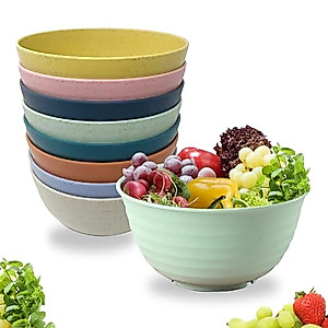 WANBY Lightweight Wheat Straw Cereal Bowls Unbreakable Dinner Bowl Set Dishwasher & Microwave Safe (8 Pack 26Oz)