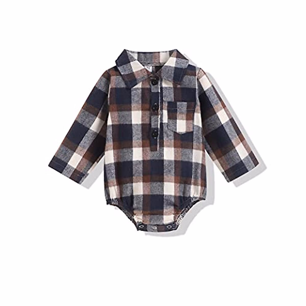Newborn Baby Girl Boys Christmas Outfits Plaid Flannel Shirt Long Sleeve T-Shirt Tops Kid Clothes 6-9M