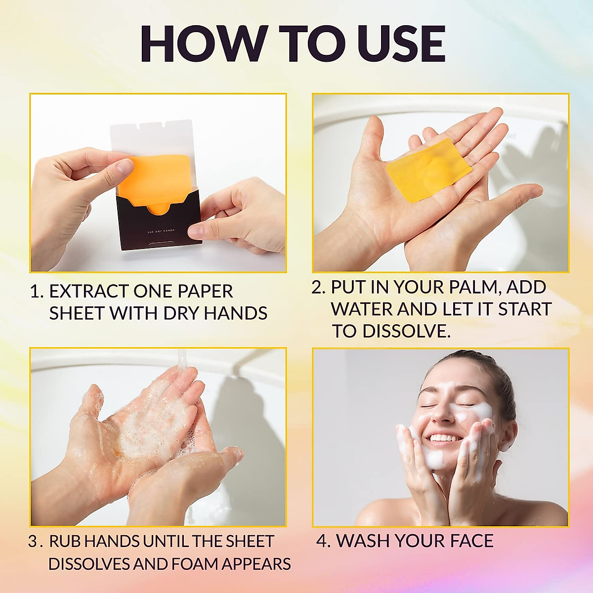 VALITIC Kojic Acid Dark Spot Corrector Paper Soap - Travel Size - 100 Portable and Dissolvable Soap Sheets - with Vitamin C, Retinol, Collagen and Turmeric - 2 Pack