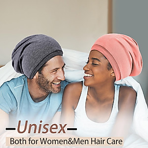 2 Pcs Adjustable Silk Satin Bonnet Hair Wrap for Sleeping - Silk Lined Slouchy with Adjustable Strap - Night Caps for Women and Men with Curly Hair - Head Scarf