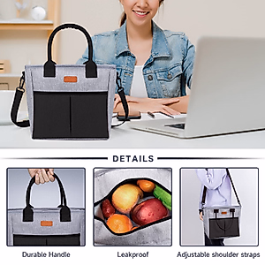 FITHOME Insulated Reusable Lunch Bag for Women/Men, Adult Thermal Tote Lunch Bag with Adjustable Crossbody Strap, Portable Leakproof Cooler Bags for Work/Picnic/Travel