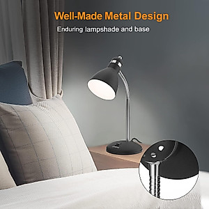 LEPOWER Metal Desk Lamp, Eye-Caring Table Lamp, Study Lamps with Flexible Goose Neck for Bedroom and Office (Sandy Black)
