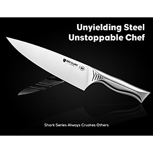 BRODARK Kitchen Knife Set with Block, 15-Piece Knife Block Set with Built-in Sharpener, Dishwasher Safe Knives Set for Kitchen, NSF Certified Stainless Steel Kitchen Knives, Shark Series