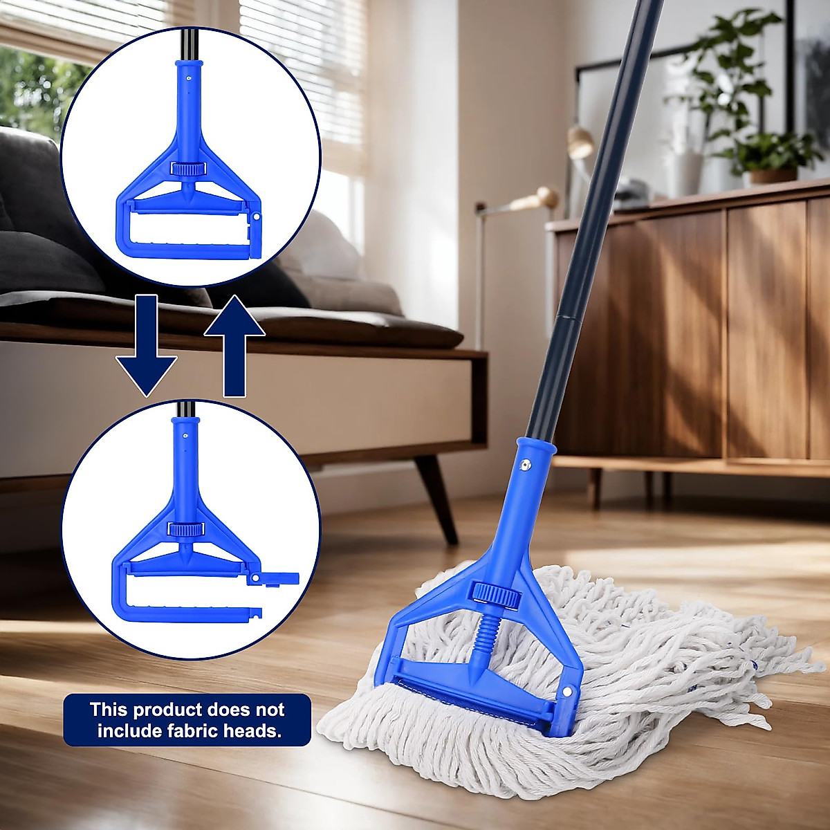 KeFanta 60 Inch Mop Handle Commercial Heavy Duty,Industrial Metal Mop Stick Replacement Quick Change,Wet Mop Head Replacement Holder for Floor Cleaning