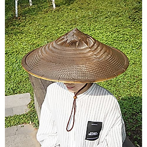 xihexi Handmade Bamboo Sun Hat Straw Hat Dia.19 Inches Depth 5 inches (brown)