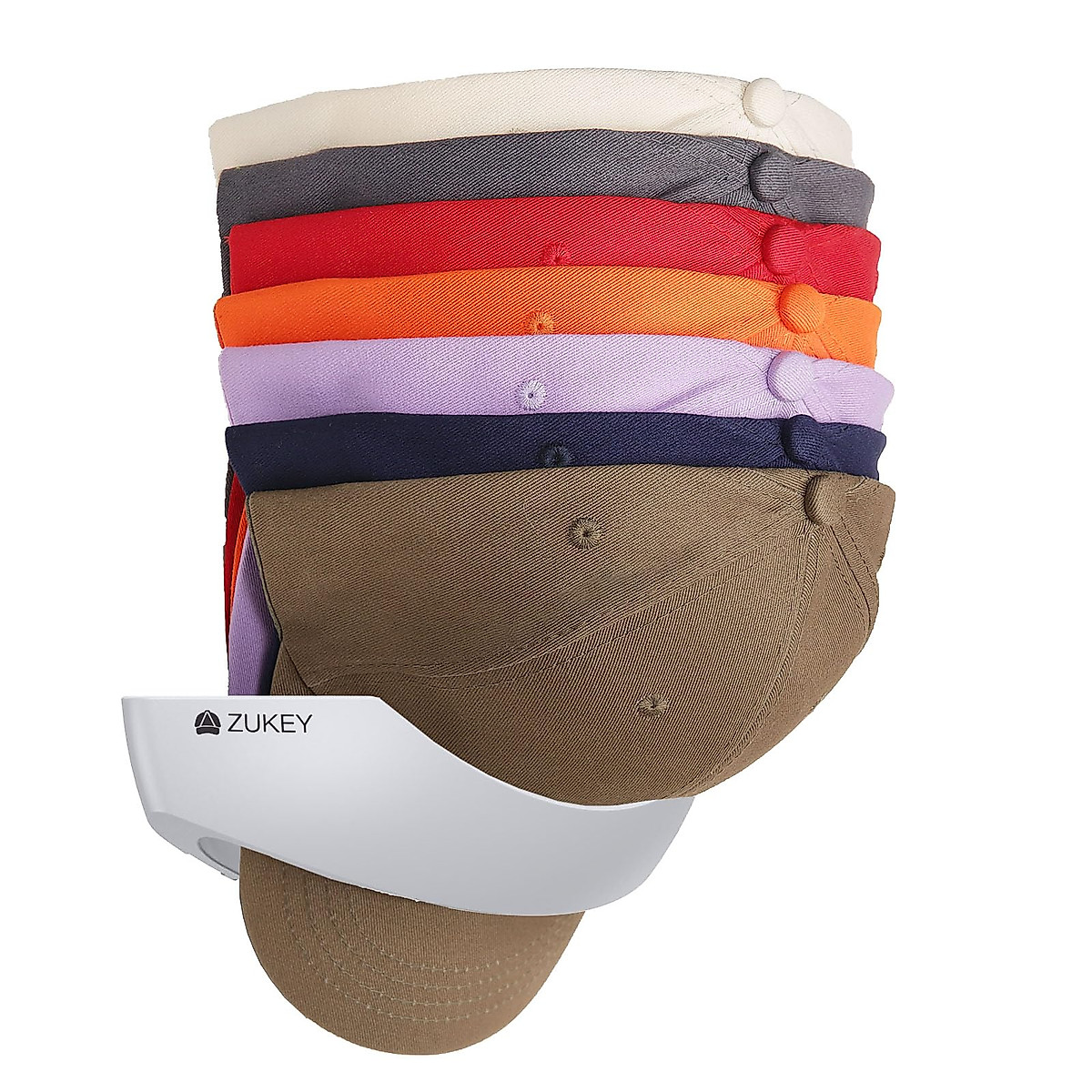 ZUKEY Hat Rack, Hat Storage Organizer for Baseball Caps, Easy Installation, Cap Holder Organizer for Closet, Door, Various walls, White