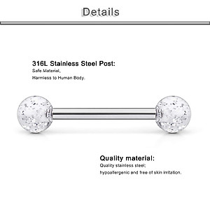 Yaalozei 14G Plastic Nipple Tongue rings Piercing Jewelry for women Glow in The Dark Flexible Bioflex Acrylic Straight Silicone Nipple Nipplering Tongue Ring Barbell Bar Piercing Jewelry Set men 16mm