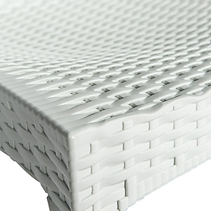 LeisureMod Hickory Indoor-Outdoor Modern Weave Design Stackable Dining Side Chair Set of 4 (White)