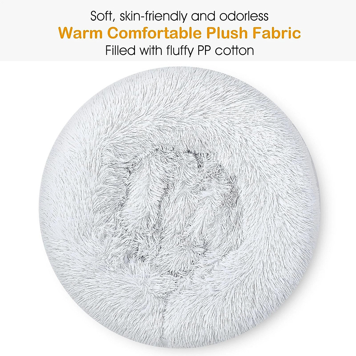 Calming Dog Cat Bed, Cozy Nest Sofa Bed Cushion, Anti-Anxiety Donut Cuddler Warming Cozy Soft Round Bed, Fluffy Faux Fur Plush Cushion Bed for Small Medium Dogs and Cats, Pink