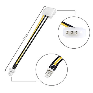 ELECTOP 3 Pin ATX Fan to 4 Pin Molex Connector Cable Fan Power Adapter Cable 2 Pack