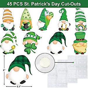St. Patrick's Day Cutouts Gnome Cut-Outs 45 Pcs Classroom Bulletin Board Decoration Home Party Supplies