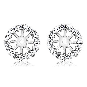 Gem Stone King 925 Sterling Silver White Zirconia Women Earring Jackets For 7.00MM Round Cut Studs